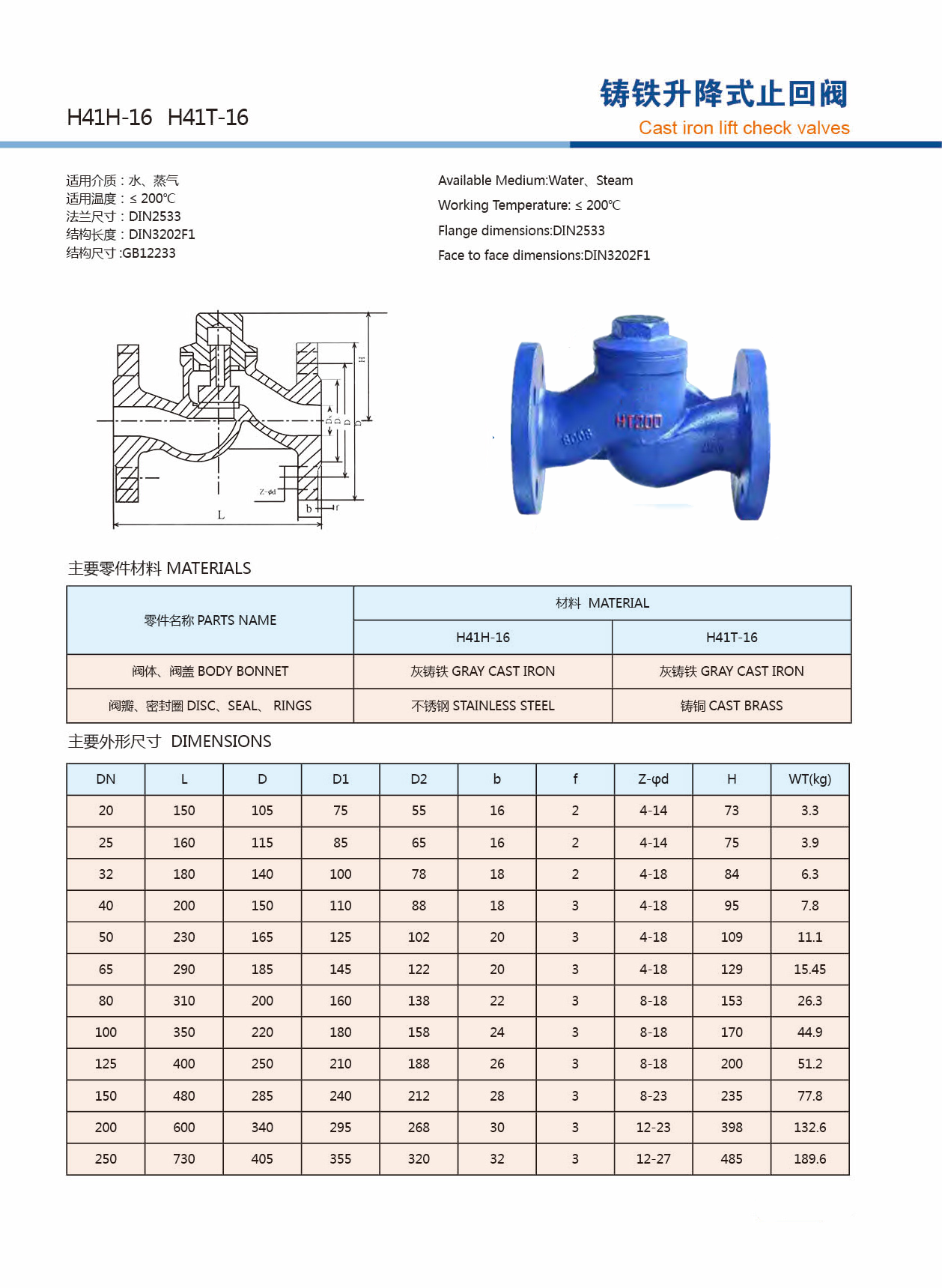 升降式止回阀H41H/T-16 -- 山东大陆阀门有限公司